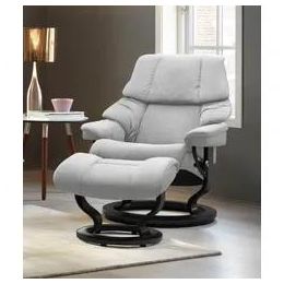 Relaxsessel stressless "Reno" Sessel Gr. ROHLEDER Stoff Q2 FARON, Classic Base Schwarz, Relaxfunktion-Drehfunktion-PlusTMSystem-Gleitsystem, B/H/T: 88cm x 98cm x 78cm, grau (light q2 faron) mit Hocker, Classic Base, Größe S, M & L, Gestell Schwarz