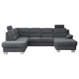 Wohnlandschaft Alina "Finja" Sofas Gr. B/H/T: 307cm x 93cm x 206cm, Chenille TBS, Ottomane links, mit Sitzvorzug, mit Stauraum, grau (graphitgrau tbs 19) wahlweise mit Sitzvorzug und Stauraum, Breite 307 cm