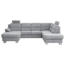 Wohnlandschaft Alina "Finja" Sofas Gr. B/H/T: 307cm x 93cm x 206cm, Chenille TBS, Ottomane rechts, ohne Sitzvorzug, ohne Stauraum, grau (silbergrau tbs 69) wahlweise mit Sitzvorzug und Stauraum, Breite 307 cm