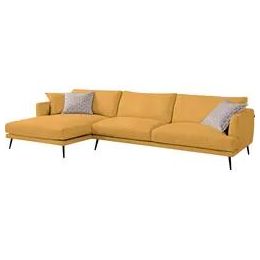 Ecksofa Egoitaliano "Sophia, Designsofa mit extrakomfortablem Sitzkomfort" Sofas Gr. B/H/T: 274cm x 77cm x 154cm, Leder BULL, Recamiere links, gelb mit Daunenfederung, L-Form