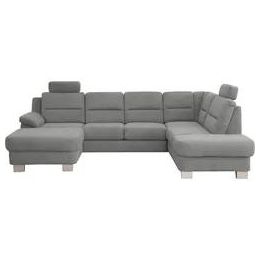 Wohnlandschaft Alina "Finja" Sofas Gr. B/H/T: 307cm x 93cm x 206cm, Chenille TBS, Ottomane rechts, ohne Sitzvorzug, ohne Stauraum, grau (staubgrau tbs 39) wahlweise mit Sitzvorzug und Stauraum, Breite 307 cm