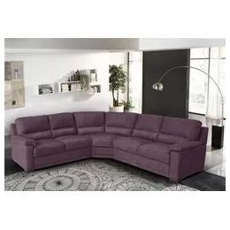 Ecksofa Egoitaliano "Doris, modernes Designerecksofa in hochwertigen Microfaserqualitäten" Sofas Gr. B/H/T: 266cm x 90cm x 246cm, Luxus-Microfaser BLUSH, langer Schenkel rechts, lila (plum) edle Detailverarbeitung, wahlweise fleckenabweisend oder in Lederoptik