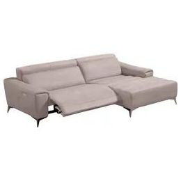 Ecksofa Egoitaliano "Suzette, Designsofa mit hohem Sitzkomfort" Sofas Gr. B/H/T: 266cm x 95cm x 163cm, Luxus-Microfaser Lederoptik, Recamiere rechts, mit Relaxfunktion, grau (opal grau) mit Recamiere, inkl. 1 elektronischen Relaxfunktion, L-Form