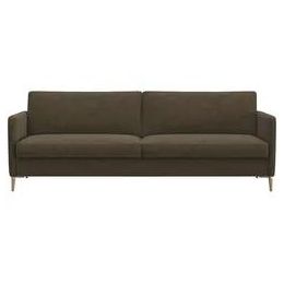 2,5-Sitzer FLEXLUX "Fiore, super Sitzkomfort durch Kaltschaum" Sofas Gr. B/H/T: 196 cm x 85 cm x 92 cm, Lederoptik, braun (camel brown) breite Armlehnen, Füße Alu+ Eiche