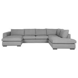 Wohnlandschaft furninova "Vida Platzwunder mit tollem Sitzkomfort, bequem und viel Platz" Sofas Gr. B/H/T: 371cm x 87cm x 218cm, Struktur, Recamiere links-Ottomane rechts, ohne Bettfunktion, weiß (silber) im skandinavischen Design und hochwertiger Detailverarbeitung