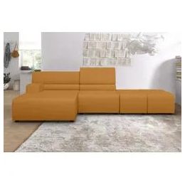 Ecksofa Egoitaliano "Babouche, Designsofa mit außergewöhnlichem Sitzkomfort zum Wohlfühlen" Sofas Gr. B/T: 384cm x 98cm, Leder NUVOLE, Recamiere links, gelb (sunflower)