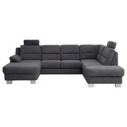 Wohnlandschaft Alina "Finja" Sofas Gr. B/H/T: 307cm x 93cm x 206cm, Chenille TBS, Ottomane rechts, mit Sitzvorzug, mit Stauraum, grau (anthrazitgrau tbs 49) wahlweise mit Sitzvorzug und Stauraum, Breite 307 cm