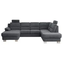 Wohnlandschaft Alina "Finja" Sofas Gr. B/H/T: 307cm x 93cm x 206cm, Chenille TBS, Ottomane rechts, mit Sitzvorzug, mit Stauraum, grau (graphitgrau tbs 19) wahlweise mit Sitzvorzug und Stauraum, Breite 307 cm