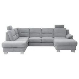 Wohnlandschaft Alina "Finja" Sofas Gr. B/H/T: 307cm x 93cm x 206cm, Chenille TBS, Ottomane links, mit Sitzvorzug, mit Stauraum, grau (silbergrau tbs 69) wahlweise mit Sitzvorzug und Stauraum, Breite 307 cm