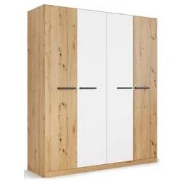 Drehtürenschrank Rauch "Kleiderschrank Schrank Garderobe Garderobenschrank Stauraumwunder MODI" Schränke Gr. B/H/T: 181cm x 210cm x 54cm, Ohne Spiegel, weiß (eiche artisan/weiß) inkl. Stoff-Organizer mit 6 Fächern optionaler Spiegel MADE IN GERMANY