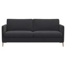 2,5-Sitzer FLEXLUX "Fiore, super bequem durch Kaltschaum im Sitz" Sofas Gr. B/H/T: 181cm x 85cm x 92cm, Lederoptik, schwarz (gorilla blac) schmale Armlehnen, Füße Alu+ Eiche