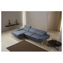 Ecksofa Egoitaliano "Princess, elegantes Designsofa mit erstklassigem Sitzkomfort, L-Form" Sofas Gr. B/H/T: 282cm x 95cm x 168cm, Leder BULL, Recamiere links, mit Kopfteilverstellung, grau (smoke) mit Recamiere, inkl. Kopfteilverstellung, edle Designmetallfüße