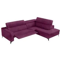 Ecksofa Egoitaliano "Edith, Designsofa mit hohem Sitzkomfort, L-Form" Sofas Gr. B/H/T: 269cm x 96cm x 203cm, Luxus-Microfaser BLUSH, Ottomane rechts, pink (fuchsia) inkl. elektrischer Relaxfunktion und manuell verstellbaren Kopfteilen