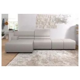 Ecksofa Egoitaliano "Babouche, Designsofa mit außergewöhnlichem Sitzkomfort zum Wohlfühlen" Sofas Gr. B/H/T: 384cm x 80cm x 98cm, Leder BULL, Recamiere links, grau (stone)