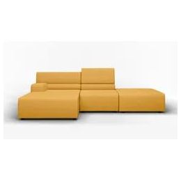 Ecksofa Egoitaliano "Babouche, Designsofa mit außergewöhnlichem Sitzkomfort zum Wohlfühlen" Sofas Gr. B/H/T: 287cm x 80cm x 98cm, Leder BULL, Recamiere links, gelb