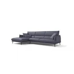 Ecksofa Egoitaliano "FUNNY, hochwertiges und aktuelles Design, bequeme Rückenlehne" Sofas Gr. B/H/T: 265cm x 90cm x 225cm, Leder, Recamiere links, grau (rauchgrau) hochwertiger Sitzkomfort, L-Form