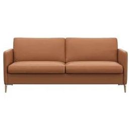 2,5-Sitzer FLEXLUX "Fiore, super bequem durch Kaltschaum im Sitz" Sofas Gr. B/H/T: 181cm x 85cm x 92cm, Echtleder, braun (modern cogna) schmale Armlehnen, Füße Alu+ Eiche