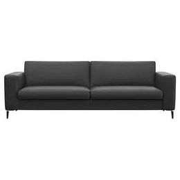 3-Sitzer FLEXLUX "Fiore, super Sitzkomfort durch Kaltschaum im Sitz" Sofas Gr. B/H/T: 229cm x 85cm x 92cm, Echtleder, schwarz (deep black) breite Armlehnen, Füße Alu+schwarz