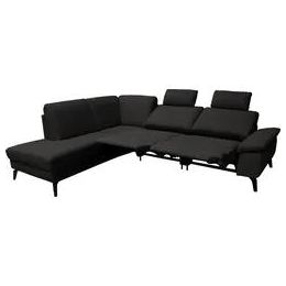 Ecksofa Alina Sofas Gr. B/H/T: 243cm x 118cm x 210cm, Struktur GBA, Ottomane links, mit Relaxfunktion, schwarz (schwarz gba 10) inkl. Kopfstützen, wahlweise mit Relaxfunktion, Breite: 243 cm