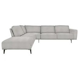 Ecksofa furninova "Pinotee modern und aktuelles Design, L-Form" Sofas Gr. B/H/T: 297cm x 81cm x 254cm, Struktur weich, Ottomane links, grau (hellgrau) mit hohem Sitzkomfort für entspannte Momente, hohe Füße