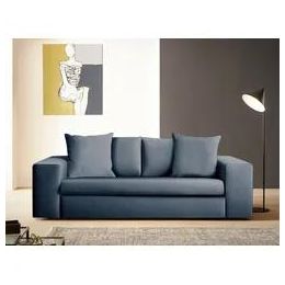 2-Sitzer Andas "SLEETLAND XXL in Samtvelours oder Vintage-Leder-Optik" Sofas Gr. B/H/T: 230 cm x 72 cm x 113 cm, Samtvelours, grau (anthrazit) besonders groß und bequem