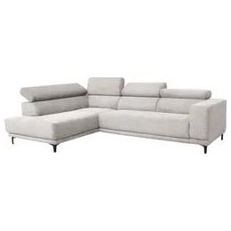 Ecksofa Alina "Hikari" Sofas Gr. B/H/T: 302cm x 102cm x 210cm, Cord GCT, Ottomane links, mit Sitzvorzug, grau (hellgrau gct 9) wahlweise mit Sitzvorzug, in modernem Cordstoff, Breite 302 cm