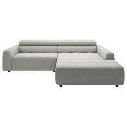 Ecksofa 3C Candy "Denver auch mit Cord- und Easy care-Bezug, Kopfteilverstellung L-Form" Sofas Gr. B/H/T: 258cm x 68cm x 217cm, Cord, Ottomane rechts, motorische Sitztiefenverstellung im 1,5-Sitzer, grau (hellgrau) wahlweise. mit motorischer Sitztiefenverstellung