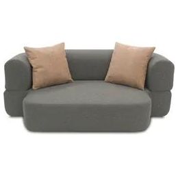 Schlafsofa Inosign "Denair oval Federkern" Sofas Gr. B/H/T: 208cm x 78cm x 115cm, Flachgewebe, grau (dunkelgrau) 2-Sitzer durch Klappen verwandeln in eine Liegefläche