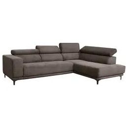 Ecksofa Alina "Hikari" Sofas Gr. B/H/T: 302cm x 102cm x 210cm, Cord GCT, Ottomane rechts, ohne Sitzvorzug, braun (braungrau gct 149) wahlweise mit Sitzvorzug, in modernem Cordstoff, Breite 302 cm