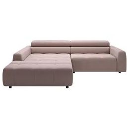 Ecksofa 3C Candy "Denver auch mit Cord- und Easy care-Bezug, Kopfteilverstellung L-Form" Sofas Gr. B/H/T: 258cm x 68cm x 217cm, Cord, Ottomane links, motorische Sitztiefenverstellung im 1,5-Sitzer, rosa wahlweise. mit motorischer Sitztiefenverstellung