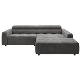 Ecksofa 3C Candy "Denver auch mit Cord- und Easy care-Bezug, Kopfteilverstellung L-Form" Sofas Gr. B/H/T: 258cm x 68cm x 217cm, Cord, Ottomane rechts, motorische Sitztiefenverstellung im 1,5-Sitzer, grau (dunkelgrau) wahlweise. mit motorischer Sitztiefenverstellung