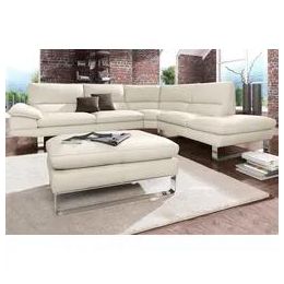 Ecksofa Calia italia "Dave, italienisches Designsofa mit erstklassigem Sitzkomfort, L-Form" Sofas Gr. B/H/T: 297cm x 87cm x 97cm, Leder BULL, Ottomane rechts, weiß (altweiß) mit tollen Lederbezügen