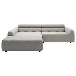 Ecksofa 3C Candy "Denver auch mit Cord- und Easy care-Bezug, Kopfteilverstellung L-Form" Sofas Gr. B/H/T: 258cm x 68cm x 217cm, Cord, Ottomane links, motorische Sitztiefenverstellung im 1,5-Sitzer, grau (hellgrau) wahlweise. mit motorischer Sitztiefenverstellung