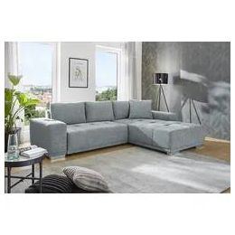 Jockenhöfer Ecksofa JOCKENHÖFER GRUPPE "Luciano L-Form mit induktiver Lademöglichkeit, USB-A & USB-C Ladeport" Sofas Gr. B/T: 282cm x 100cm, Struktur flausch, Ottomane beidseitig montierbar, grau BettkastenStauraum, rechtslinks montierbar, große Liegefläche