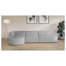 Ecksofa Andas "Ecksofa EIVIND mit Ottomane rechts/links, Maße: B/H/T 343/159/72 cm" Sofas Gr. B/H/T: 343cm x 72cm x 159cm, Feincord, Ottomane links, grau (hellgrau) L-Form mit Wellenunterfederung, auch in Feincord und Bouclé