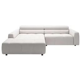 Ecksofa 3C Candy "Denver auch mit Cord- und Easy care-Bezug, Kopfteilverstellung L-Form", weiß, B:258cm H:68cm T:217cm, 100% Polyester, Sofas, wahlweise. mit motorischer Sitztiefenverstellung