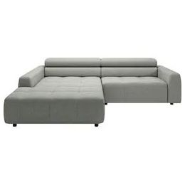 Ecksofa 3C Candy "Denver auch mit Cord- und Easy care-Bezug, Kopfteilverstellung L-Form" Sofas Gr. B/H/T: 258cm x 68cm x 217cm, Flachgewebe, Ottomane links, motorische Sitztiefenverstellung im 1,5-Sitzer, silberfarben (silber) wahlweise. mit motorischer Sitztiefenverstellung