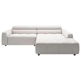 Ecksofa 3C Candy "Denver auch mit Cord- und Easy care-Bezug, Kopfteilverstellung L-Form", weiß, B:258cm H:68cm T:217cm, 100% Polyester, Sofas, wahlweise. mit motorischer Sitztiefenverstellung