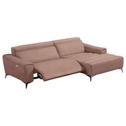 Ecksofa Egoitaliano "Suzette, Designsofa mit hohem Sitzkomfort" Sofas Gr. B/H/T: 266cm x 95cm x 163cm, Leder BULL, Recamiere rechts, mit Relaxfunktion, rosa (millenium rose) mit Recamiere, inkl. 1 elektronischen Relaxfunktion, L-Form