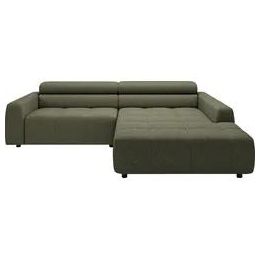 Ecksofa 3C Candy "Denver auch mit Cord- und Easy care-Bezug, Kopfteilverstellung L-Form" Sofas Gr. B/H/T: 258cm x 68cm x 217cm, Flachgewebe, Ottomane rechts, motorische Sitztiefenverstellung im 1,5-Sitzer, grün wahlweise. mit motorischer Sitztiefenverstellung