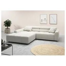 Ecksofa 3C Candy "Denver auch mit Cord- und Easy care-Bezug, Kopfteilverstellung L-Form", weiß, B:258cm H:68cm T:217cm, 88% Polyester, 12% Polyacryl, Sofas, wahlweise. mit motorischer Sitztiefenverstellung