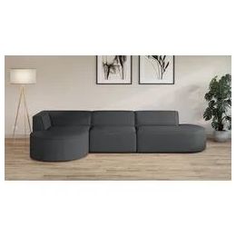 Ecksofa Andas "Ecksofa EIVIND mit Ottomane rechts/links, Maße: B/H/T 343/159/72 cm" Sofas Gr. B/H/T: 343cm x 72cm x 159cm, Feincord, Ottomane links, grau (anthrazit) L-Form mit Wellenunterfederung, auch in Feincord und Bouclé