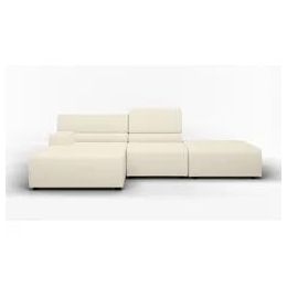 Ecksofa Egoitaliano "Babouche, Designsofa mit außergewöhnlichem Sitzkomfort zum Wohlfühlen" Sofas Gr. B/H/T: 287cm x 80cm x 98cm, Leder BULL, Recamiere links, beige (cremeweiß)