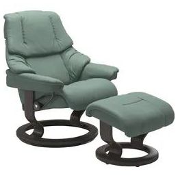 Relaxsessel stressless "Reno" Sessel Gr. Leder PALOMA, Classic Base Wenge, Relaxfunktion-Drehfunktion-PlusTMSystem-Gleitsystem, B/H/T: 79cm x 98cm x 75cm, grün (aqua green paloma) mit Hocker, Classic Base, Größe S, M & L, Gestell Wenge