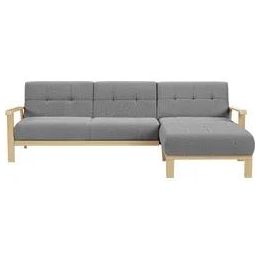 Sit & More Ecksofa SIT & MORE "Billund L-Form" Sofas Gr. B/H/T: 264cm x 88cm x 183cm, Chenille, Recamiere rechts, ohne Schlaffunktion, grau (gray) Armlehnen aus Buchenholz in natur, verschiedene Bezüge und Farben