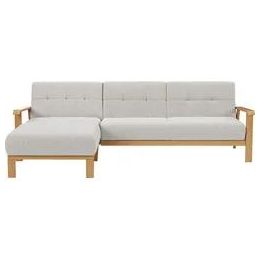 Sit & More Ecksofa SIT & MORE "Billund L-Form" Sofas Gr. B/H/T: 264cm x 88cm x 183cm, Chenille, Recamiere links, mit Schlaffunktion, beige Armlehnen aus eichefarbigem Buchenholz, verschiedene Bezüge und Farben