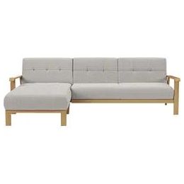 Sit & More Ecksofa SIT & MORE "Billund L-Form" Sofas Gr. B/H/T: 264cm x 88cm x 183cm, Chenille, Recamiere links, ohne Schlaffunktion, beige (linen) Armlehnen aus eichefarbigem Buchenholz, verschiedene Bezüge und Farben