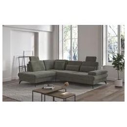 Sit & More Ecksofa SIT & MORE "Morris L-Form inkl. Sitztiefenverstellung" Sofas Gr. B/H/T: 262cm x 82cm x 212cm, Microfaser, Ottomane links, inkl.Sitztiefenverstellung-ohne Bettfunktion-ohne Bettkasten-ohne Armteilfunktion, grün wahlweise mit Bettfunktion, Bettkasten und Armteilverstellung