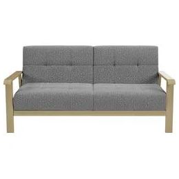 Sit & More 2,5-Sitzer SIT & MORE "Billund" Sofas Gr. B/H/T: 169cm x 88cm x 106cm, Chenille, ohne Schlaffunktion, grau (gray) Armlehnen aus Buchenholz in natur, verschiedene Bezüge und Farben