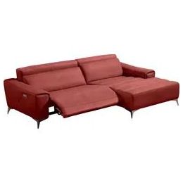 Ecksofa Egoitaliano "Suzette, Designsofa mit hohem Sitzkomfort" Sofas Gr. B/H/T: 266cm x 95cm x 163cm, Luxus-Microfaser Lederoptik, Recamiere rechts, mit Relaxfunktion, rot (marsala) mit Recamiere, inkl. 1 elektronischen Relaxfunktion, L-Form